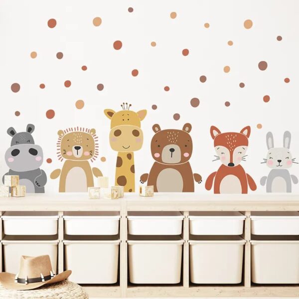 Детски Стикер за Стена "Cute Polka Dot Animals" | Стикер за детска стая ...